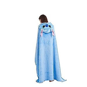 OGU' DEAL Stitch Wearable Throw Blanket Flannel Oversized Sharp Anime Cosplay Hooded Cloak Shawl Wrap Nap Quilt