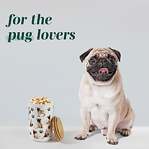 Greenline Goods Premium Dog Treat Ceramic Canister Set – Pug Airtight Canister for Fresh Treats, Ceramic Jar & Containers with Lids, Farmhouse Canisters, Ideal Kitchen Canisters for Countertop