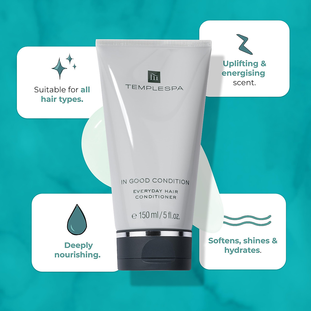 TEMPLESPA | IN GOOD CONDITION | Luxury Hair Conditioner, Lightweight Feel for Soft and Glossy Hair. Free from Parabens, Phthalates and Sulphates, Natural Ingredients, Cruelty-Free, Vegan 5.0 fl.oz.