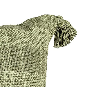 Foreside Home & Garden Green Plaid 18X18 Hand Woven Filled Pillow