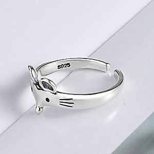 JOYID Cute Rat Mouse Ring Copper Zircon Crystal Zodiac Sign Animal Natal Year Gift Adjustable Ring for Women-Style 1