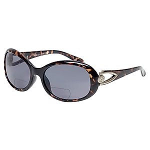 Calabria 828 Polarized BiFocal Reading Sunglasses +2.50 Onyx Black Tortoise Grey Women Bi-Focal Sunglass Reader Chic Fashion