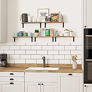 Wallniture Nola Floating Shelves for Wall Storage, Bookshelf Living Room Decor, Bathroom Organizer, 17" Wall Shelves for Bedroom, Kitchen Shelves Set of 5 Burnt Finish