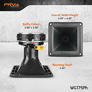 PRV AUDIO WG175Ph 1" Exit Compression Driver, 150 Watts Program Power, High Frequency, 108dB Tweeter Driver + Horn Combo - Horn Driver Car Audio