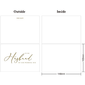 LADY&HOME Set of 2 Wedding Day Cards with Foil Accents and Envelopes,To My Bride On Our Wedding Day Card,To My Groom On Our Wedding Day Card (C2: Husband & Wife)