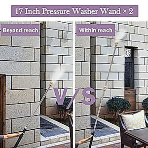 JOEJET Power Washer Extension Wand, 17 Inch Stainless Steel Pressure Washer Lance with 1/4 Inch Quick Connect, 2 Pack