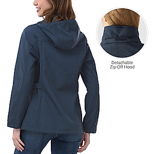 Outdoor Ventures Women's Softshell Jacket with Removable Hood, Insulated Windbreaker Waterproof Warm Fleece Lined Coat