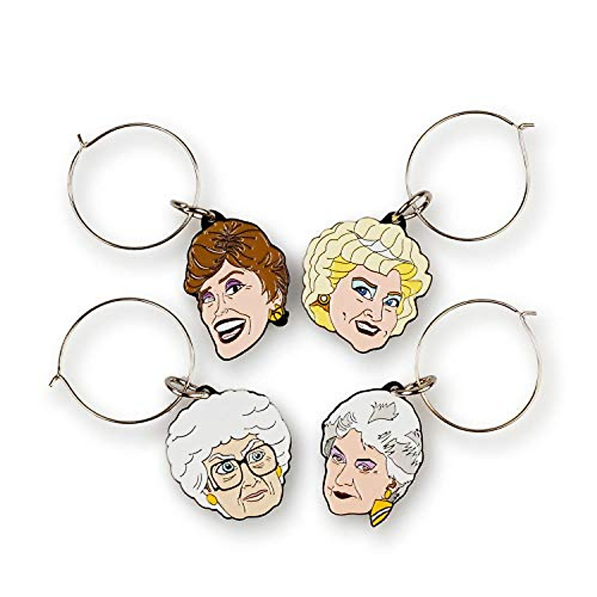 JUST FUNKY Golden Girls Wine Charms, Set of 4