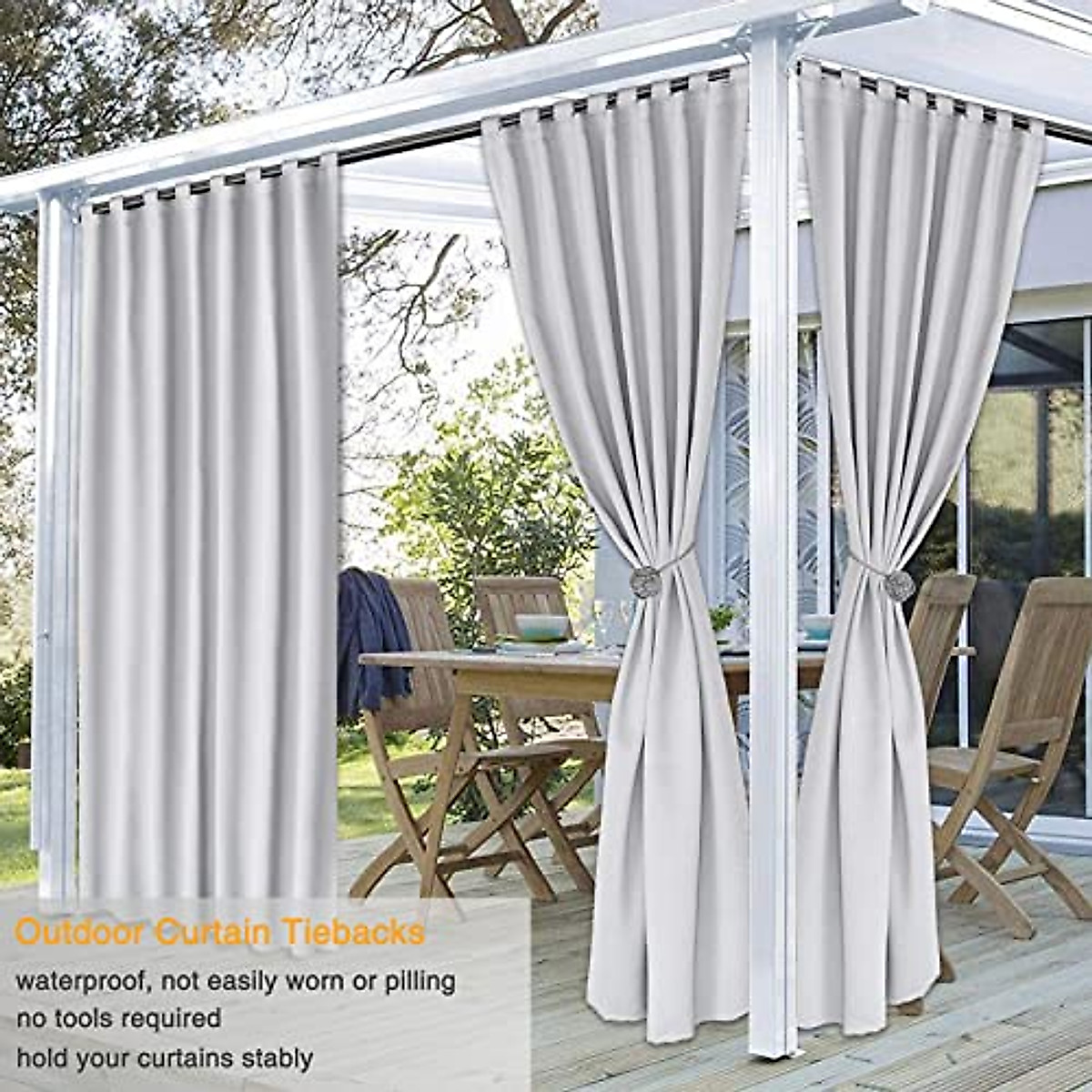 HIASTRA Strong Magnetic Curtain Tiebacks, 2 Pack Curtain Tie Modern Window Decorative Tie Backs for Curtains Rope Outdoor Holder for Sheer Blackout Drapes, Silver Grey