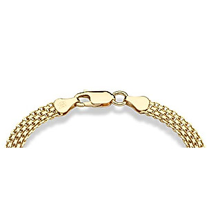 Miabella 18K Gold Over Sterling Silver Italian 6mm Solid Bismark Mesh Link Chain Bracelet for Women, 925 Made in Italy (Length 7.5 Inches)
