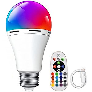 HOMOSUM Battery Operated Light Bulb,E26 Detachable Charging,Non-Hardwired,40W Equivalent,2400mAh,Remote Control,Dimmable Light Bulb with Remote Control,LED Emergency Puck Lamp,No Wiring(1-Pack)