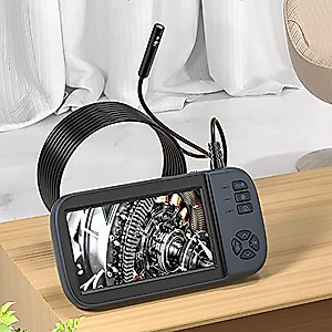 BAIYITONGDA Endoscopio Industrial de Doble lente de alta definición en la Mano, Cámara de endoscopio de tubería de 8 mm con pantalla de 4,5 pulgadas, endoscopio de inspección del Motor,1m