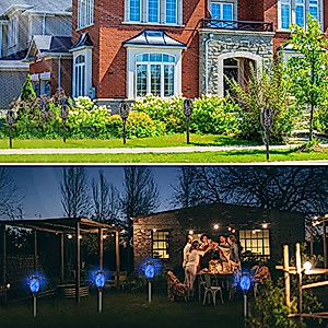 COCOMOX Solar Lights Outdoor Blue, 4 Pack Solar Torch Lights with Flickering Flame, 12 LED Mini Tiki Torches for Outside Waterproof Landscape Decorations for Garden Pathway Dusk to Dawn Auto On/Off