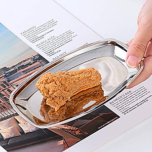 Buyer star Silver 2PCS 6.14inch Stainless Steel Square Tray Fruit Trays Storage Tray Dish Plate Cosmetics Jewelry Decorative Organizer