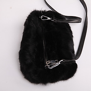 URSFUR Women Warm Hand Muff Genuine Rabbit Bag Purse Winter Hand Warmer