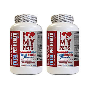 I LOVE MY PETS LLC Dog Healthy Coat Vitamins - Dog Total PET Health - Premium Formula - Best Complex - Dog Healthy Skin - 2 Bottles (120 Treats)