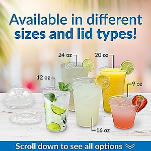 Reli. Plastic Cups with Lids, 16 oz (50 Sets) | Clear Plastic Cups with Lids | 16 oz Plastic Disposable Cups for Party, Coffee, Smoothies, To Go (16 ounce)