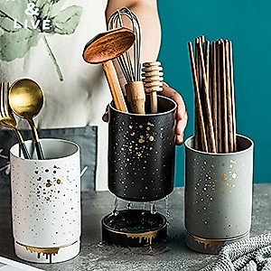 BAFAFA Kitchen Utensil Holder Ceramic Household Drainage Chopstick Holder Dining Table Decoration Kitchen Storage Supplies Container Racks (Color : White)