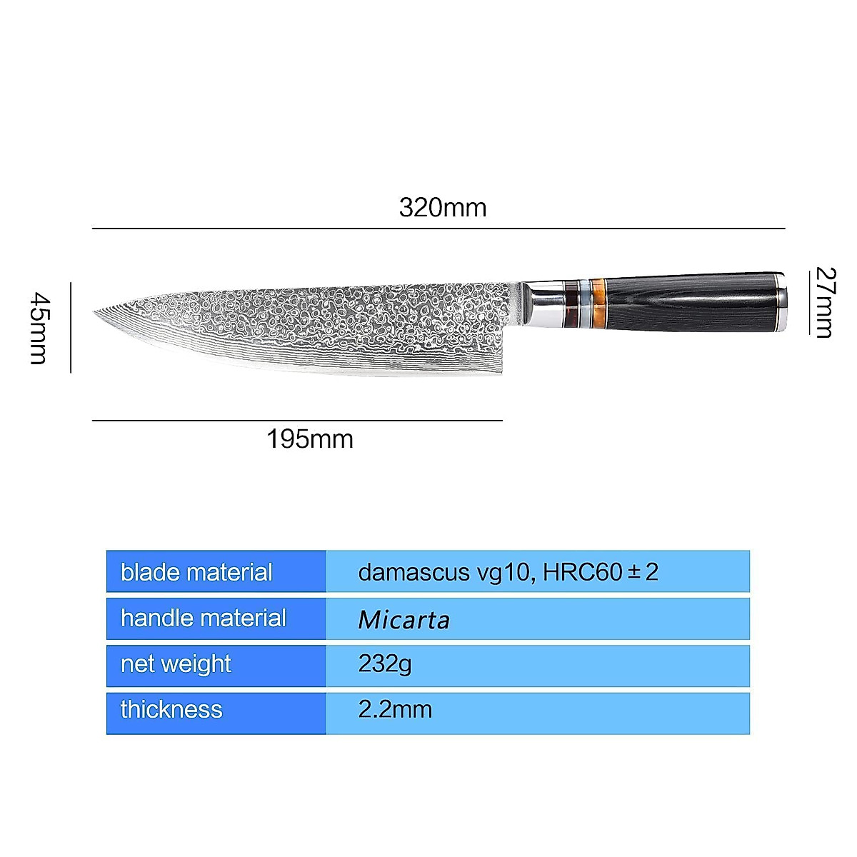 Chef's knives Damascus Steel Chef Knife Cuchillos de Chef Professional