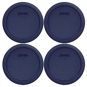Pyrex Bundle - 4 Items: 7201-PC 4-Cup Blue Plastic Food Storage Lids Made in the USA