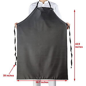 ETBOL Chemical Resistant Vinyl Apron - Black Plus Size Unisex PVC Aprons for Dishwashing,Dog Grooming,Gardening,Fish Cleaning,Lab Work