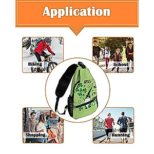 Sling Backpack, St Patrick's Day Kiss Me I'm Irish Shamrock Dwarf Green Background Waterproof Lightweight Small Sling Bag, Travel Chest Bag Crossbody Shoulder Bag Hiking Daypack for Women Men