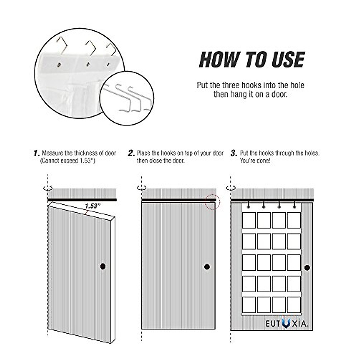 Eutuxia Over the Door 24 Pocket All Purpose Organizer Hanging Rack with 3 Steel Door Hooks. Breathable Mesh Back with Transparent PVC Pockets. Good for Closet, Kitchen, or Organizing Your Room. Space Saver.
