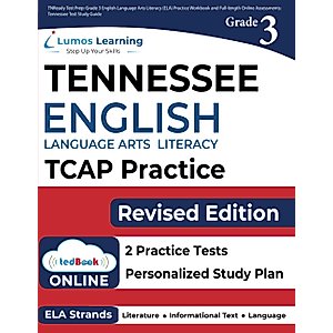 TNReady Test Prep: Grade 3 English Language Arts Literacy (ELA) Practice Workbook and Full-length Online Assessments: Tennessee Test Study Guide (TNReady by Lumos Learning)