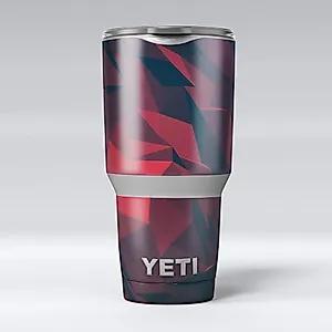 Design Skinz Dark Red Geometric V16 - Skin Decal Vinyl Wrap Kit Compatible with The Yeti Rambler Cooler Tumbler Cups
