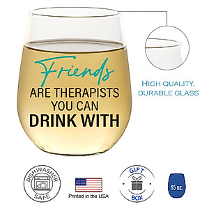 Funny Wine Glass for Women Men | Funny Christmas Birthday Drinking Glasses for Best Friend BFF | Cute Stemless Wine Glass | Unique Inappropriate Adult Humor Gift for Wine Lovers | Wine Gifts for Women