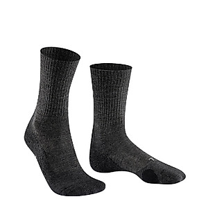 FALKE Women's TK2 Explore Wool Hiking Socks, Mid Calf, Medium Padding, Athletic, Breathable Quick Dry, Merino Wool, Grey (Smog 3150), 5-6, 1 Pair