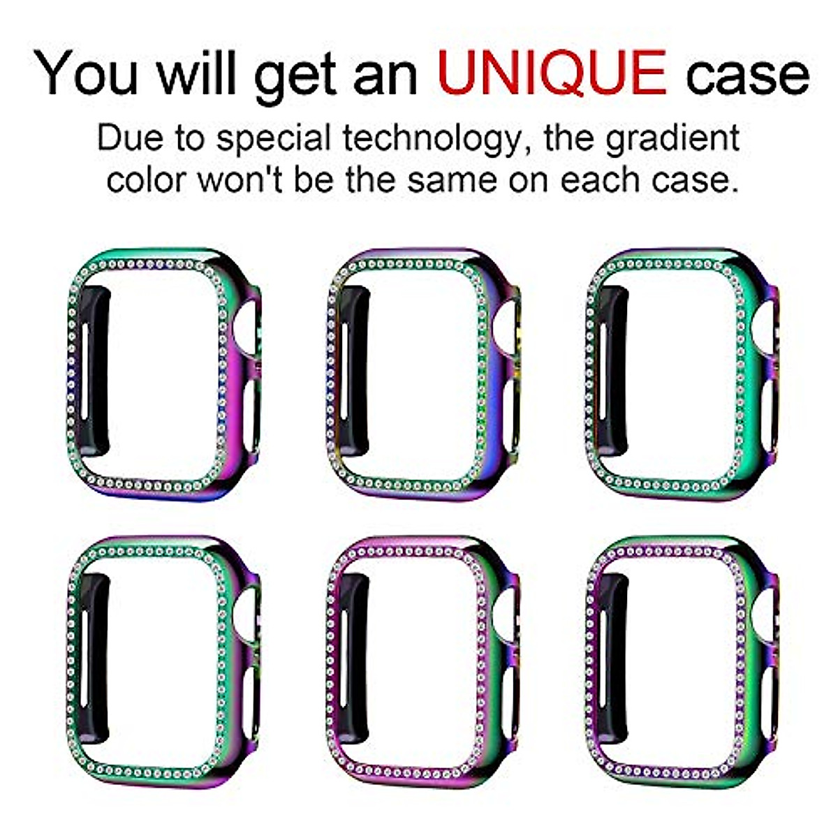 Yolovie Compatible for Apple Watch Case 38mm 40mm 42mm 44mm Bling Crystal Diamonds Rhinestone Bumper Cover for Women Girl, Hard PC Protective Frame for iWatch Series 6/5/4/3/2/1/SE - 40mm Colorful