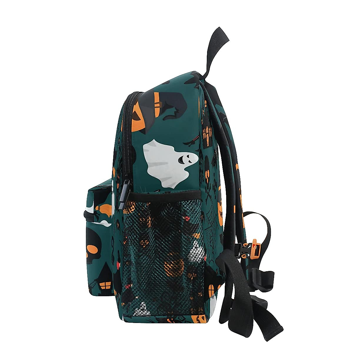 OREZI Halloween Toddler Backpack for Boys Girls Black Cat Castel Kids Backpack with Chest Strap,Pumpkin and Witch Diaper Bag Nursery Preschool Bag