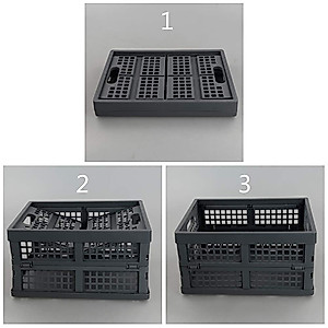 Ggbin 16 Liter Folding Plastic Containers, Grey Plastic Crate, 2 Packs