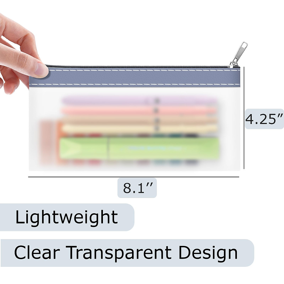 BIPEND 6 Pack Clear Pencil Pouch with Zipper, Pencil Case, Small Pencil Bag, Clear Makeup Pouch, Pen Holder, Money Organizer for Cash