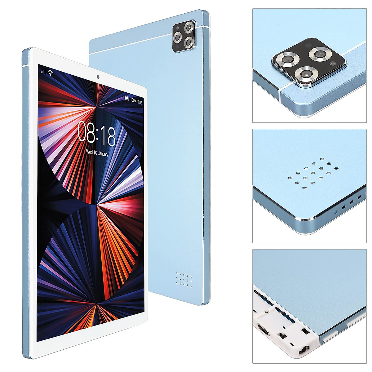 AMONIDA 10.1 Inch Tablet, Blue Tablet PC 2.4G 5G WiFi 1080 X 1920 HD Front 800W Rear 1300W 4GB 64GB 11.0 (US Plug)