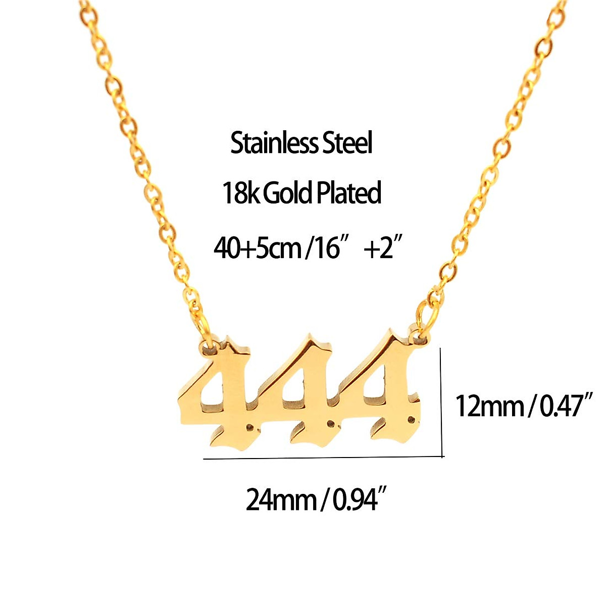 HUTINICE Angel Number Necklace, 444 Necklace Gold Dainty Choker Lucky Numbers Pendant Numerology Minimalist Women Jewelry (444-Gold)