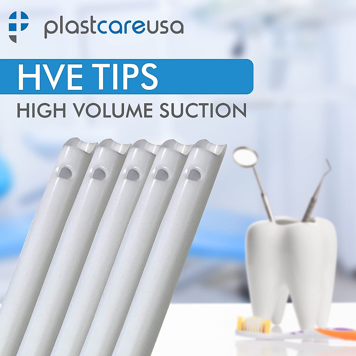High Volume Evacuator HVE Tips - 100 HVE Suction Tips Dental Disposable - Vented Evacuation Aspirator Tips with Smooth Edges (White - 100 Pack) by PlastCare USA