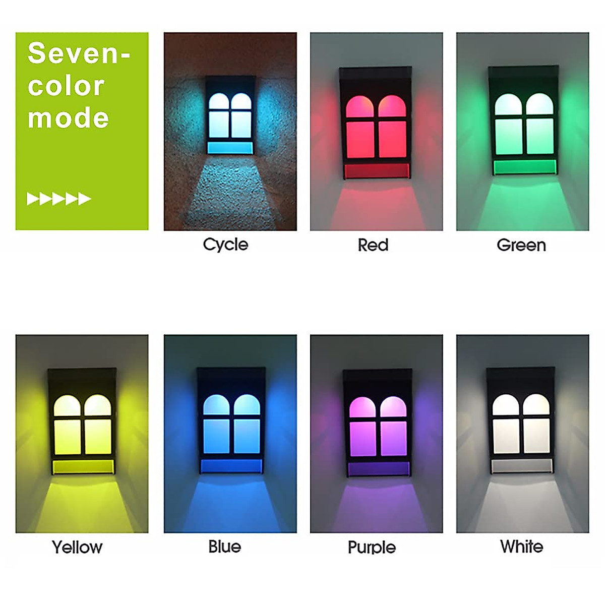 LED Solar Outdoor Fence Light Fence Light Garden Wall Light Home Garden Landscape Light Street Light Staircase Fence Wall Light, 7 Colors and 2 Patterns
