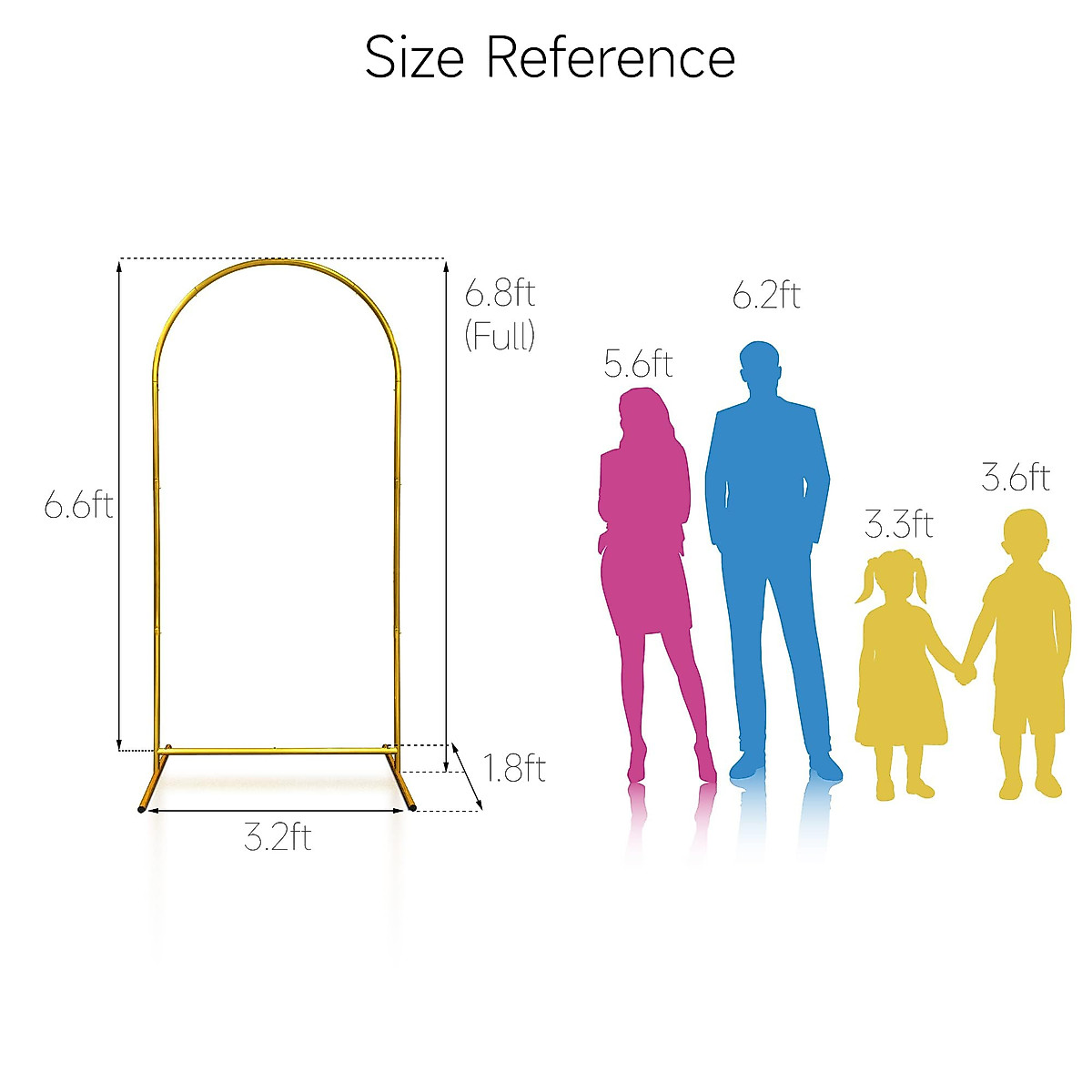 6.56Ft Arch Backdrop Stand Wedding Arch Stand Balloon Arch Frame Kit for Wedding Arch Flower Stand Party Background Decoration (Aluminum/Gold)