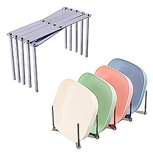 2 Pcs Pot Lid Organizer, Stainless Steel Adjustable Pot Lid Holder, Kitchen Cabinet Pantry Pan and Cutting Board Organizer,Plate Organizer,Bakeware Organizer (2 Pcs)