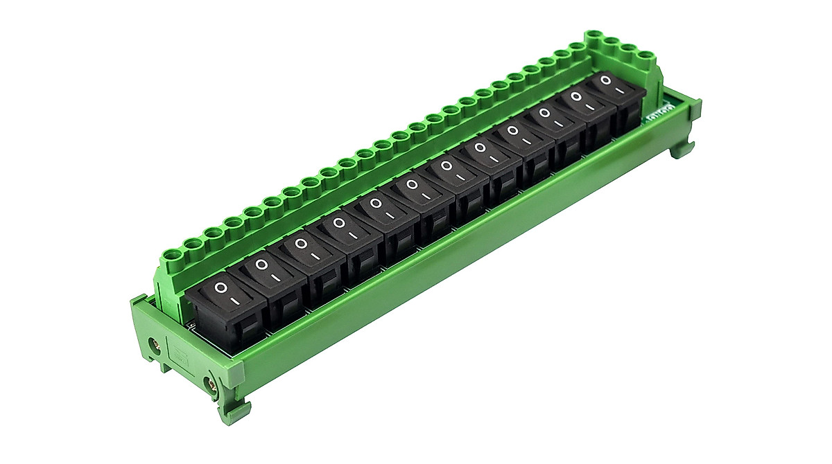 DIN Rail Mount 12 Channel Rocker Switch DC Power Distribution Strip ...