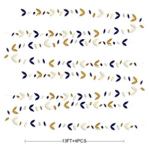 42Ft White Pink Paper Flower Garland Hanging Green Leaf Rose Gold Foil Flower Streamer Banner for Bachelorette Engagement Wedding Birthday Bridal Shower Anniversary Spring Summer Tea Party Decorations