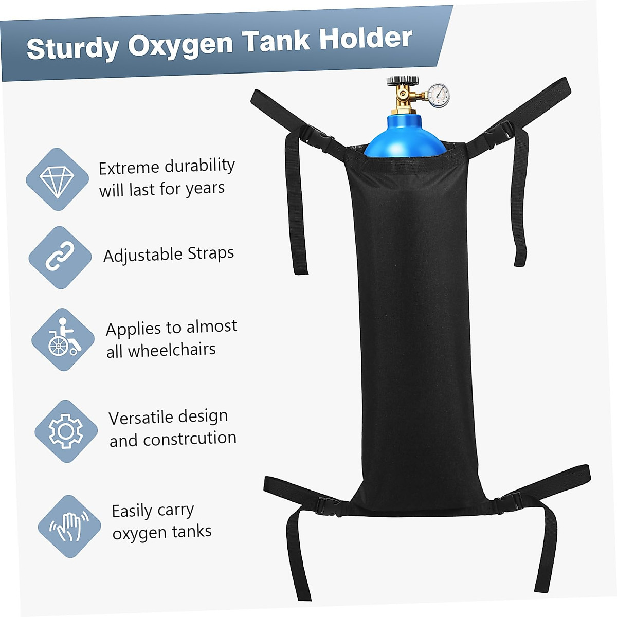 Hemoton Oxygen Cylinder Pannier Bag Storage Bag Buggy Bag Wheelchair Medical Oxygen Backpack Buckle Oxygen Tank Pouch Oxygen Tank Carrier Oxygen Trolley Pouch Travel Walker Portable Fabric