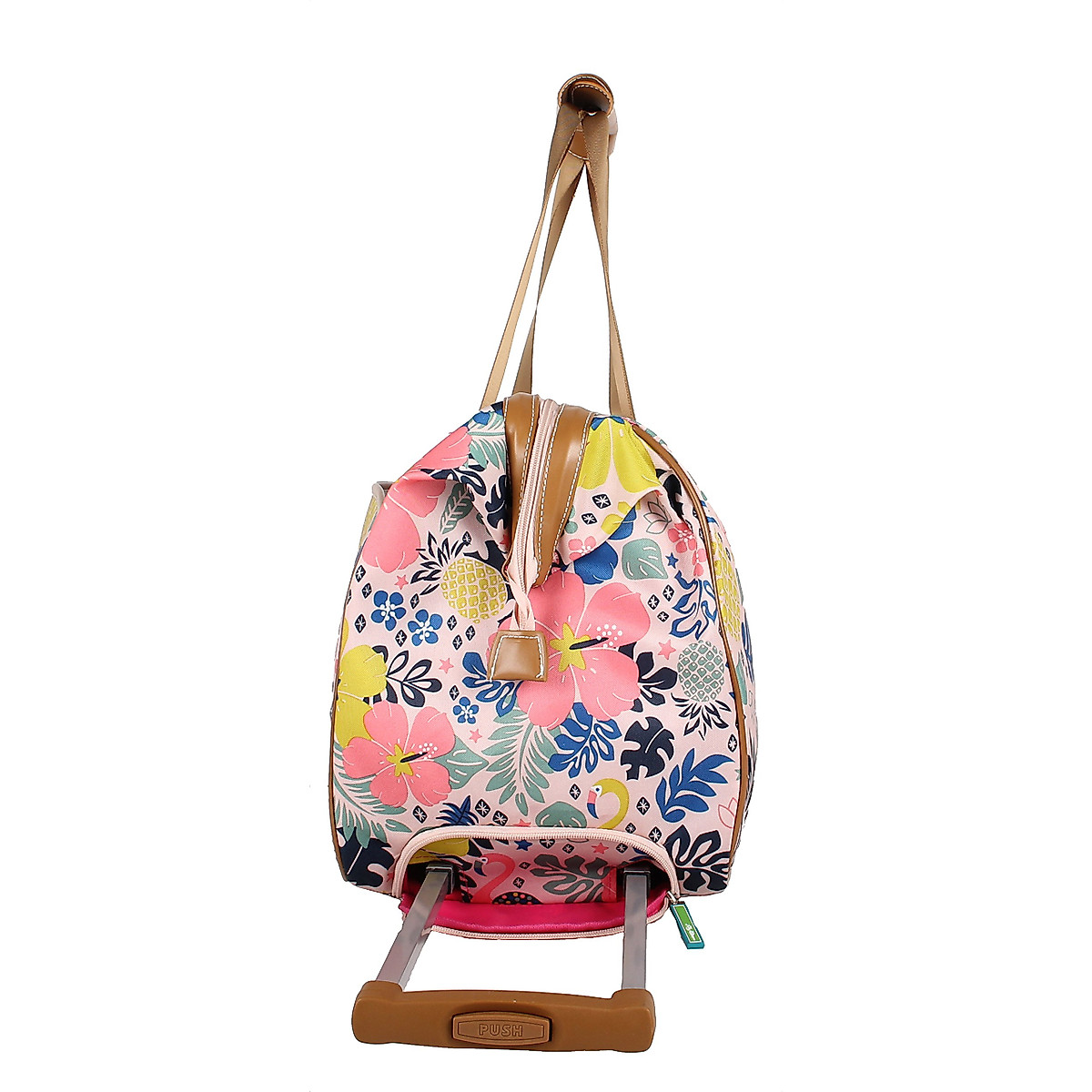 Lily Bloom Pattern 22 Inch Duffel Bag with 2-Rolling Wheels, Weekender Overnight Travel Lightweight Carry-On Suitcase For Women