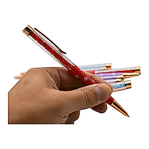 Lopenle 12PCS Fancy Business Pens Novelty Floral Pens Crystal Diamond Stylus Pen Ink Ballpoint Pens School Office Desk Decor Accessories
