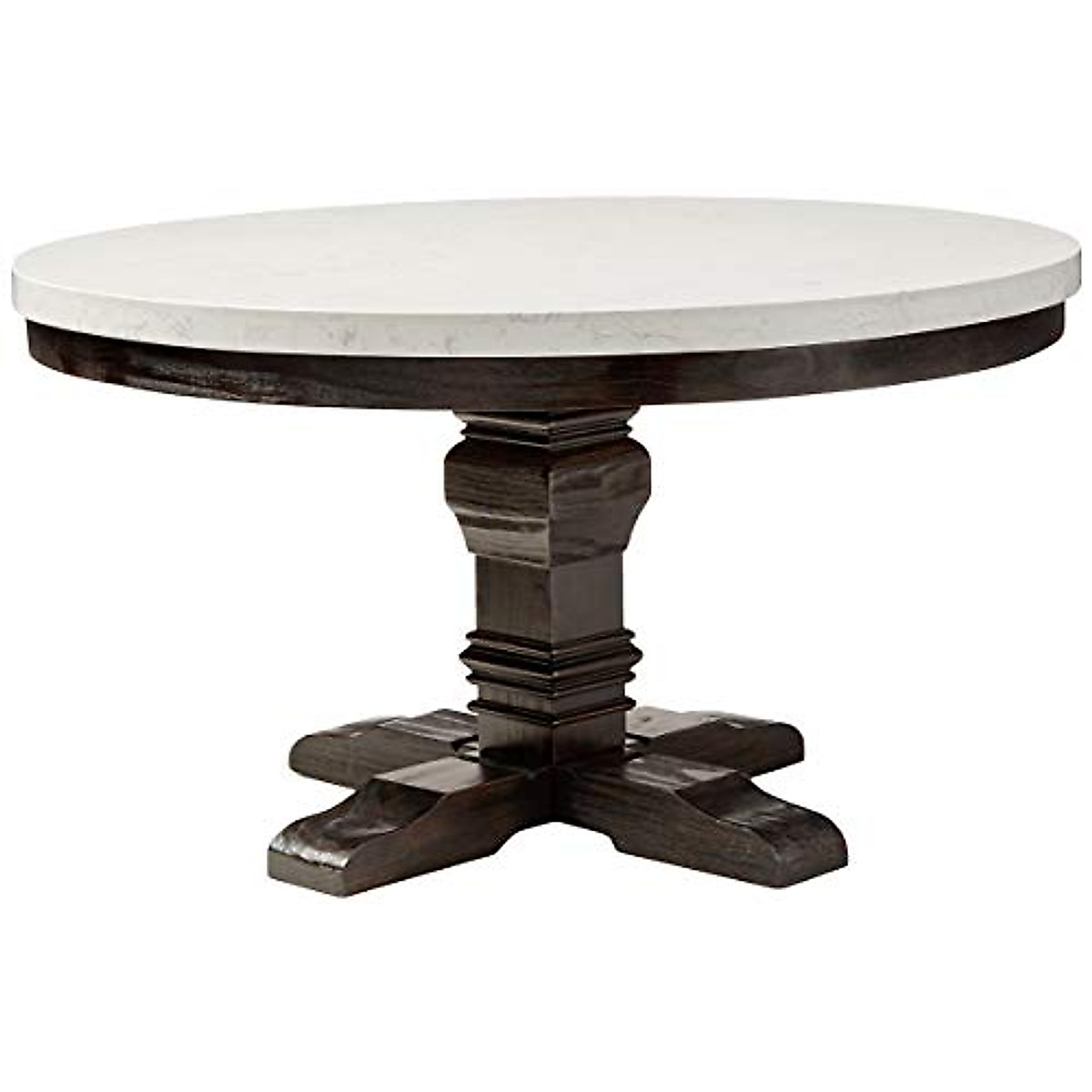Acme Nolan Dining Table in White Marble and Salvage Dark Oak