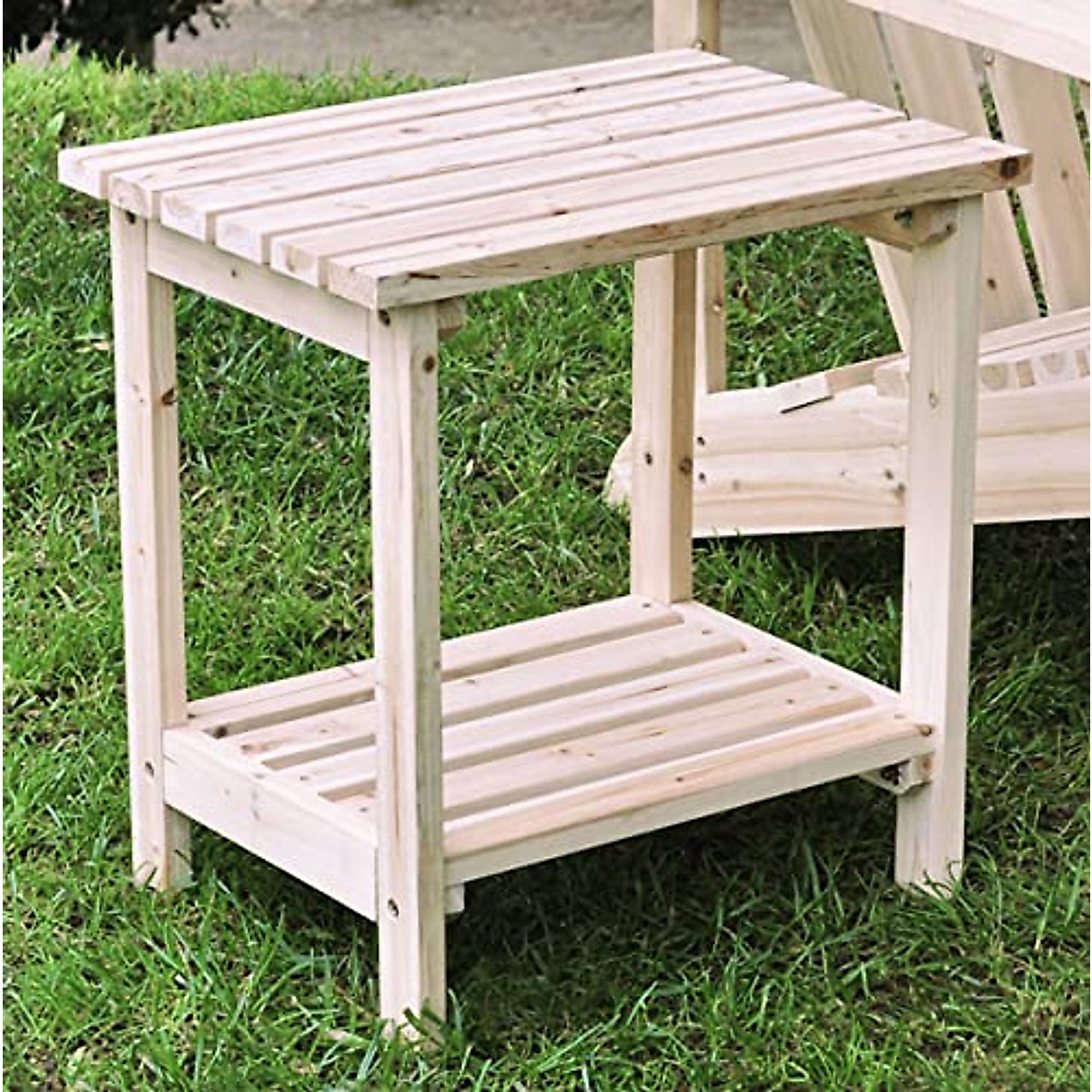 Shine Company 4104N Providence Rectangular Adirondack Outdoor Side Table – Natural