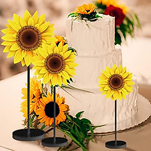 3 Pcs Summer Sunflower Wood Table Sign Standing Wooden Sunflower Tabletop Home Decor Rustic Wooden Tabletop Centerpiece Tall Standing Block Decorations for Farmhouse Rustic Kitchen Table
