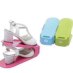 JRM's Shoe Slots Organizer for Closet Shoe Space Saver, Double Layer Shoe Rack Organizer Holder for Closet (Pack of 2)